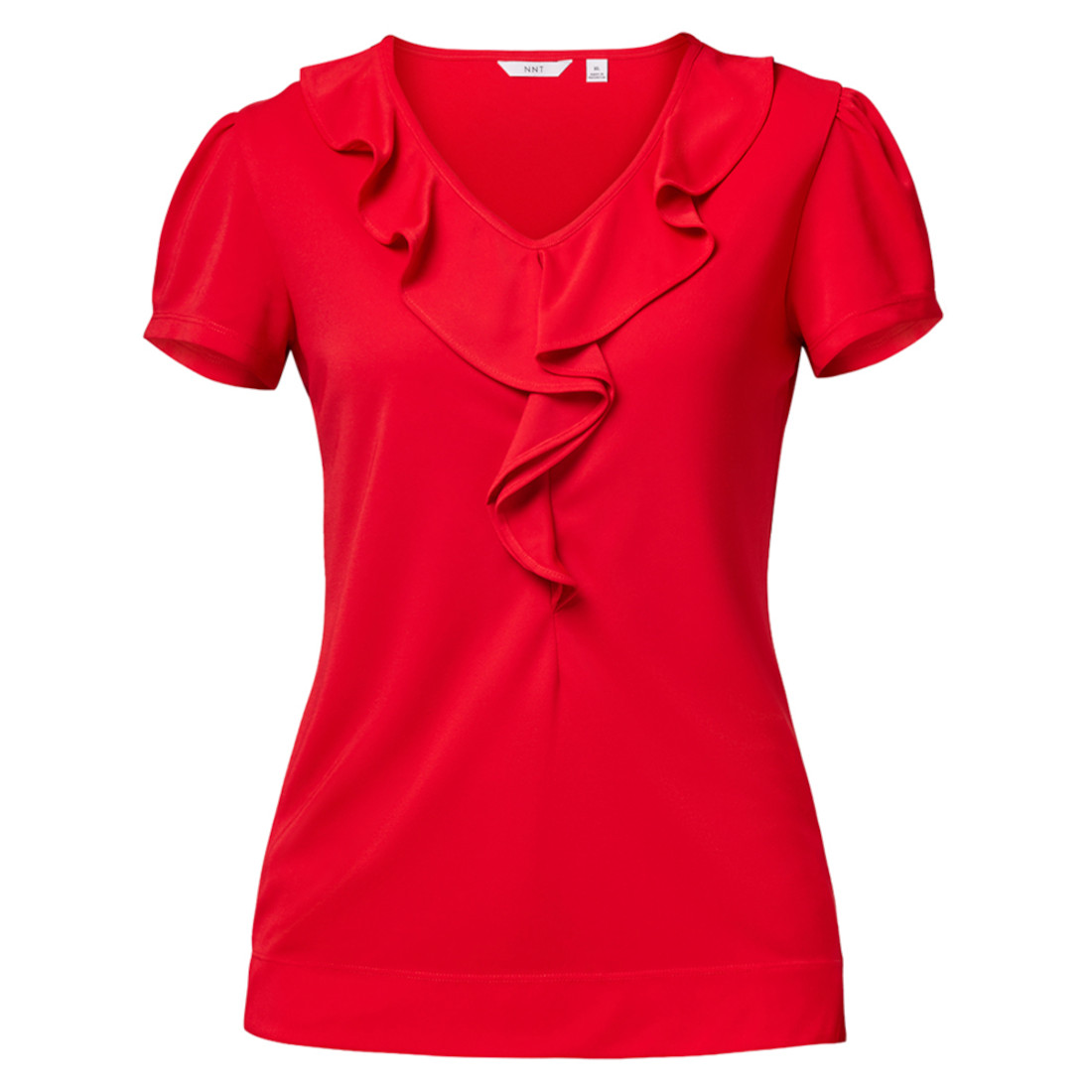 Matt Jersey Cap Sleeve Ruffle T-Top, red | NNT Uniforms