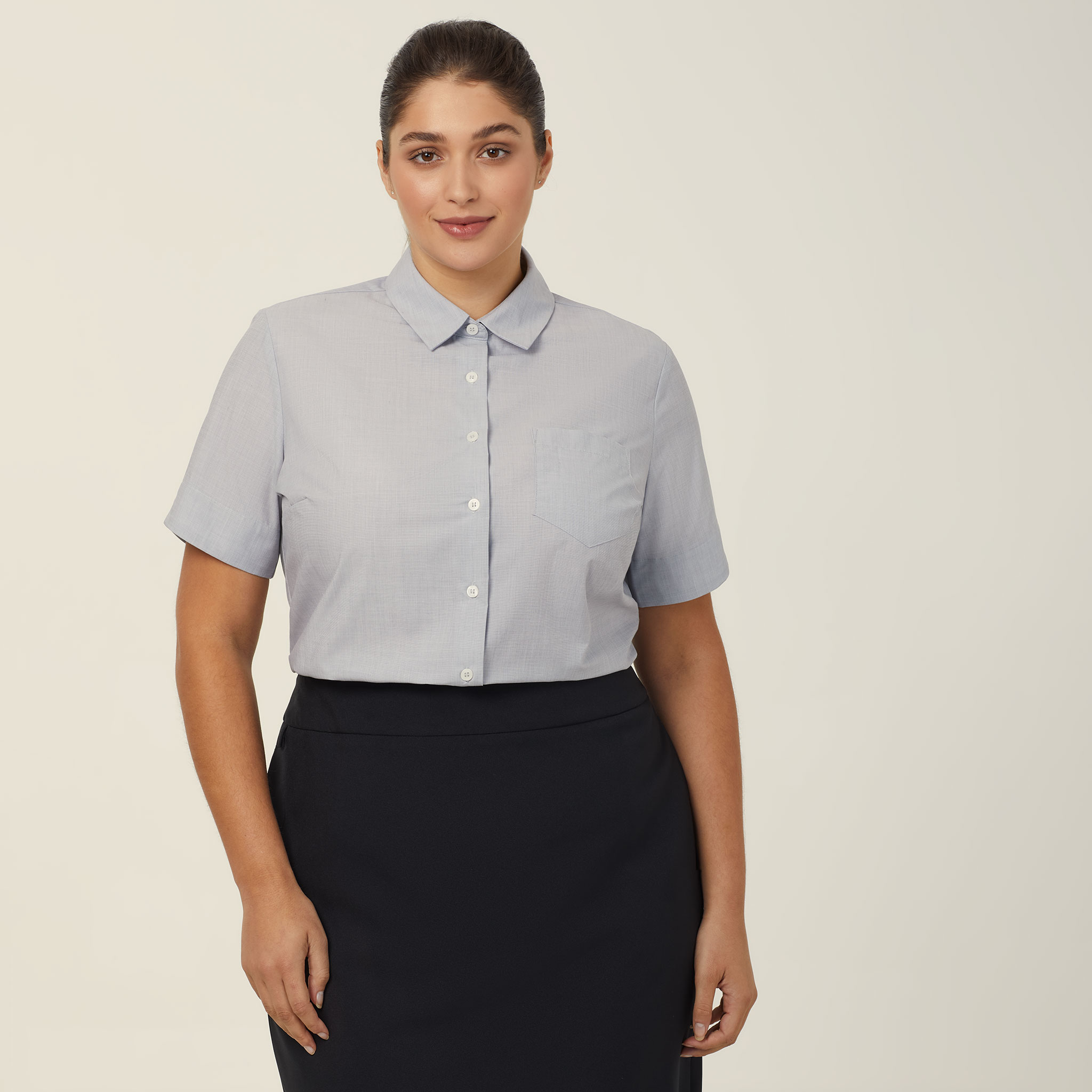 Poly Cotton End On End Short Sleeve Shirt, grey | NNT Uniforms