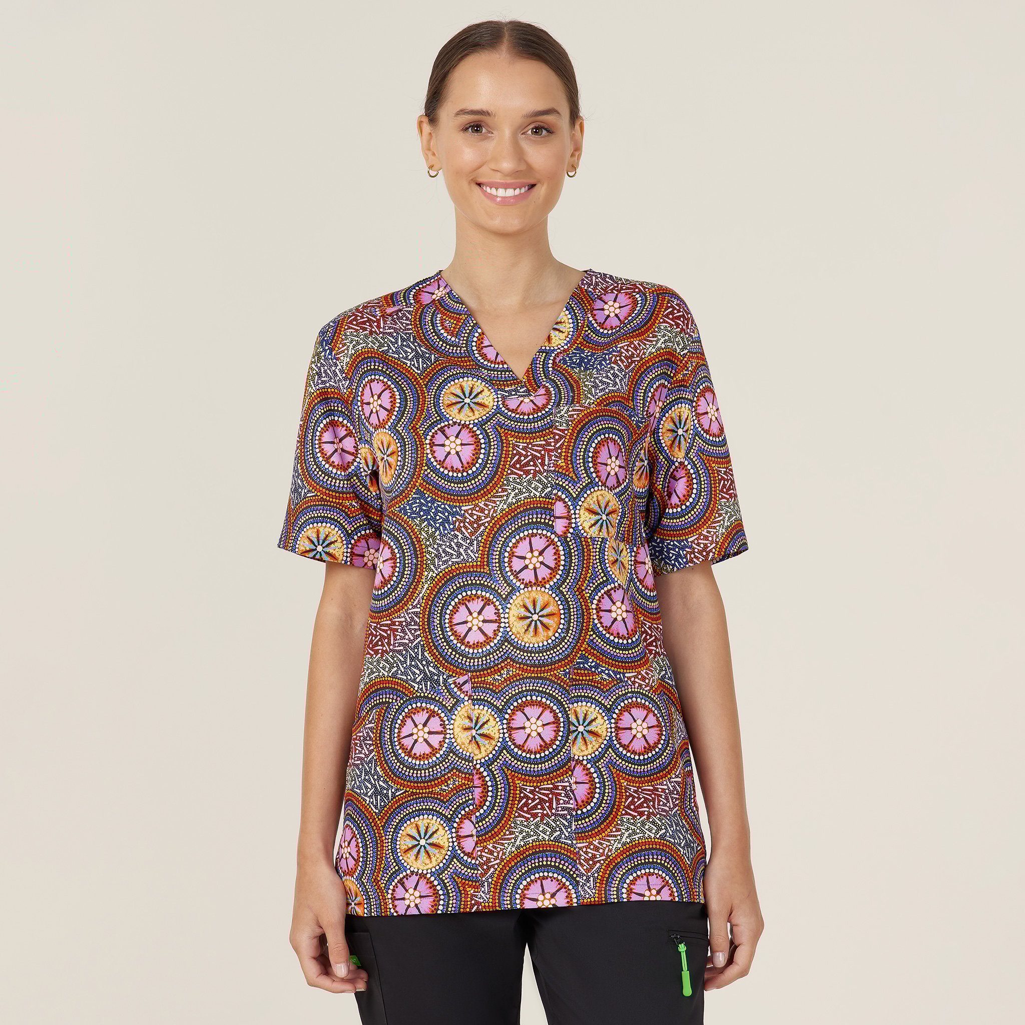 Bush Tucker Indigenous Scrub Top, orange | NNT Uniforms