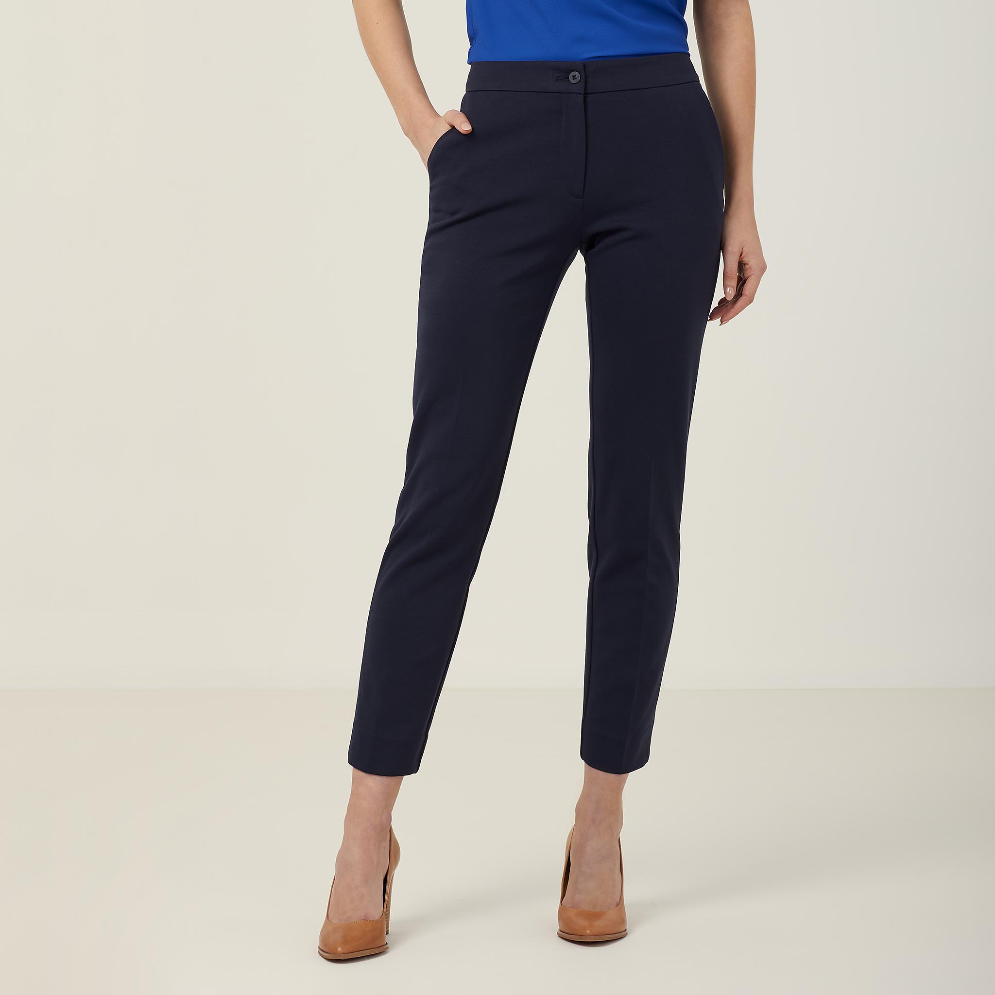 Ponte Knit Slimline Pant, navy | NNT Uniforms