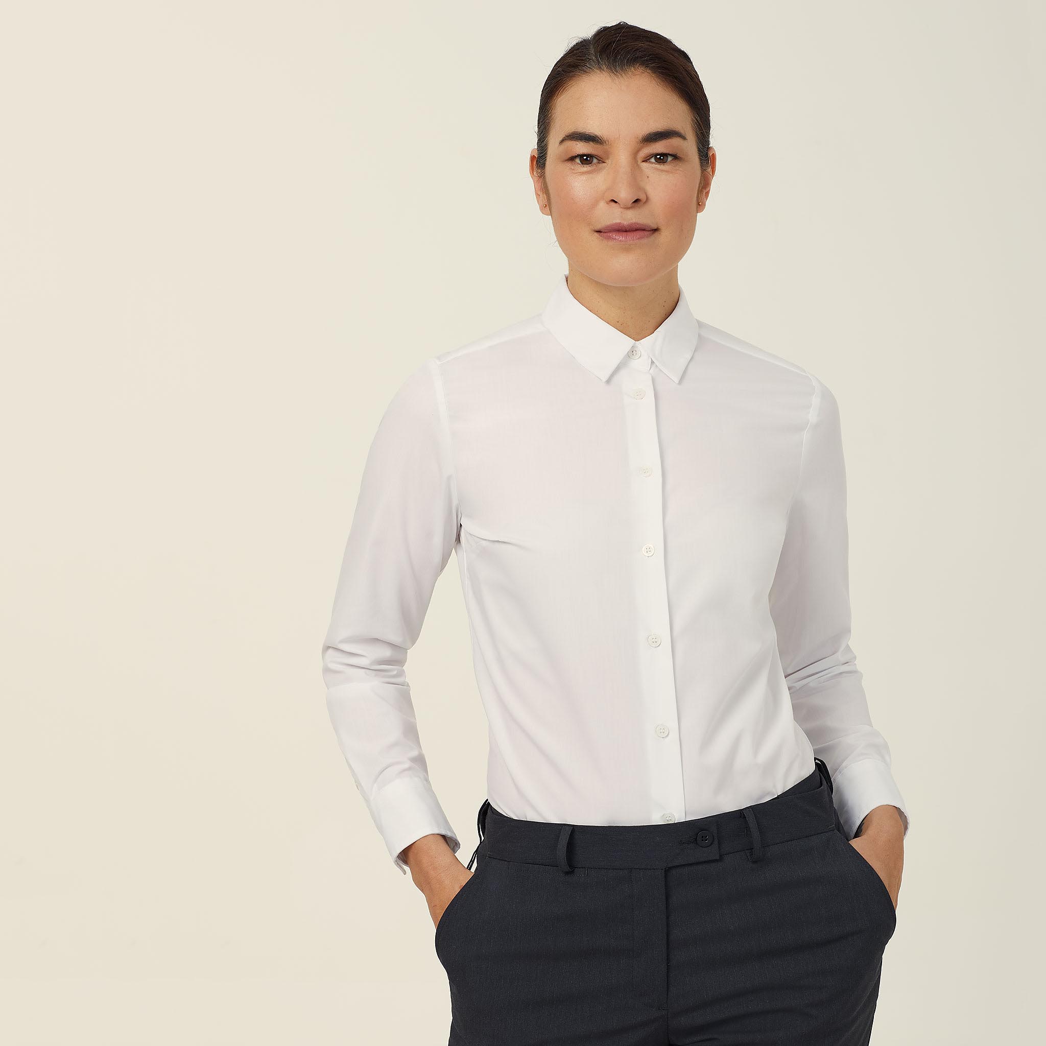 Poplin Long Sleeve Shirt, white | NNT Uniforms