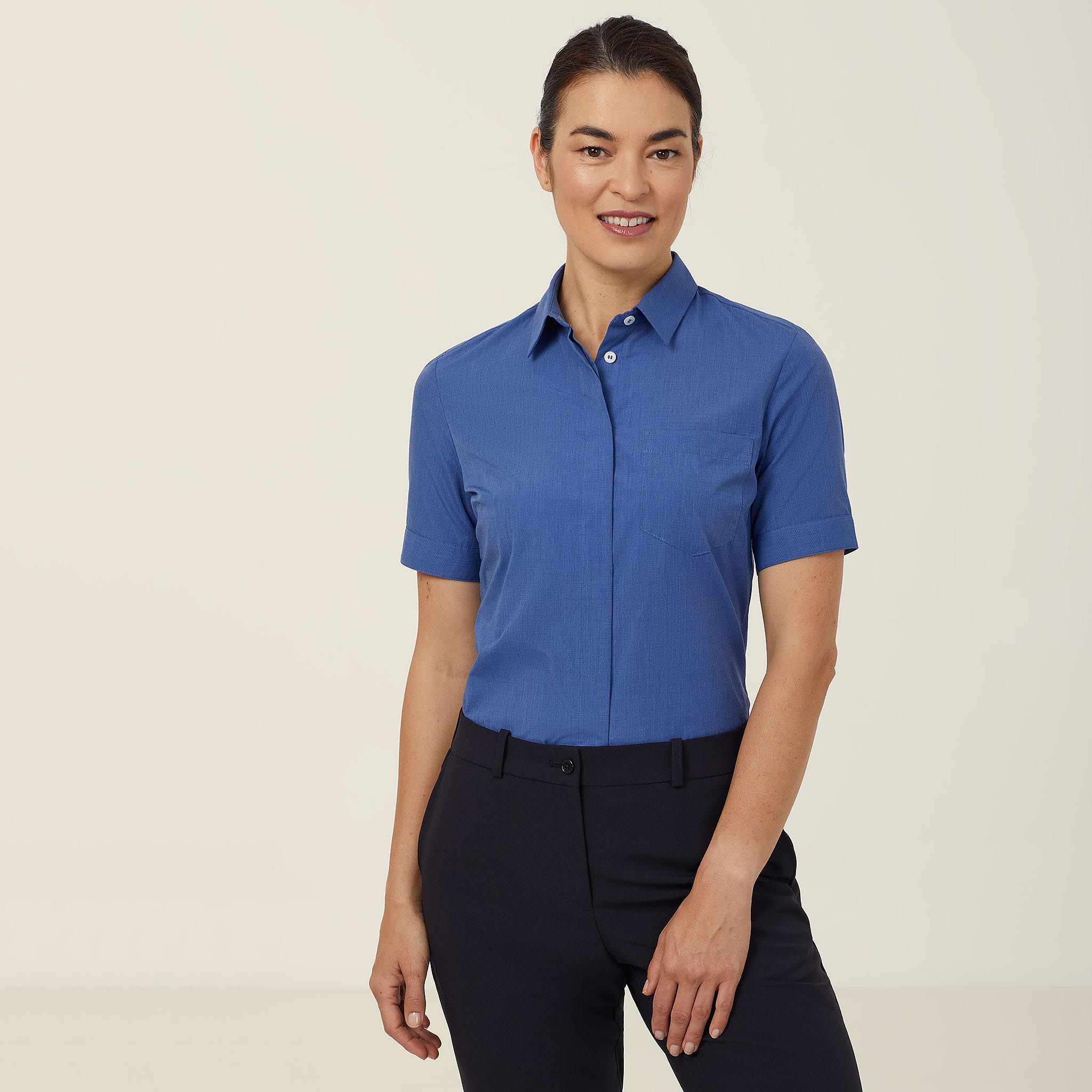 Short Sleeve Action Back Shirt, blue | NNT Uniforms