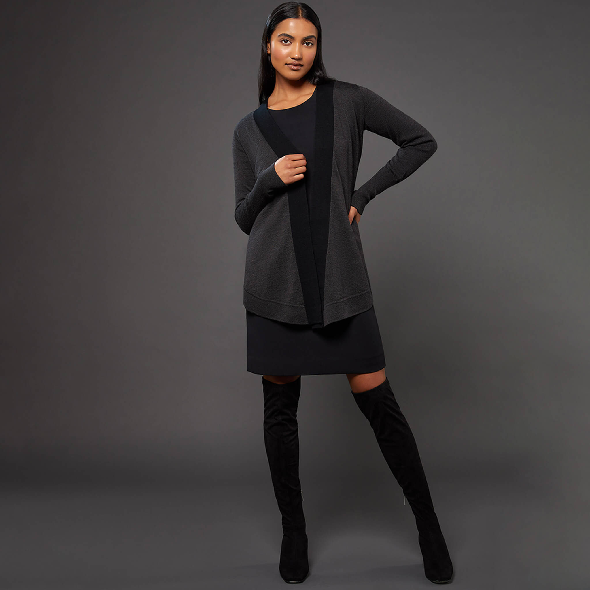 Merino Wool Long Line Jacket , black | NNT Uniforms