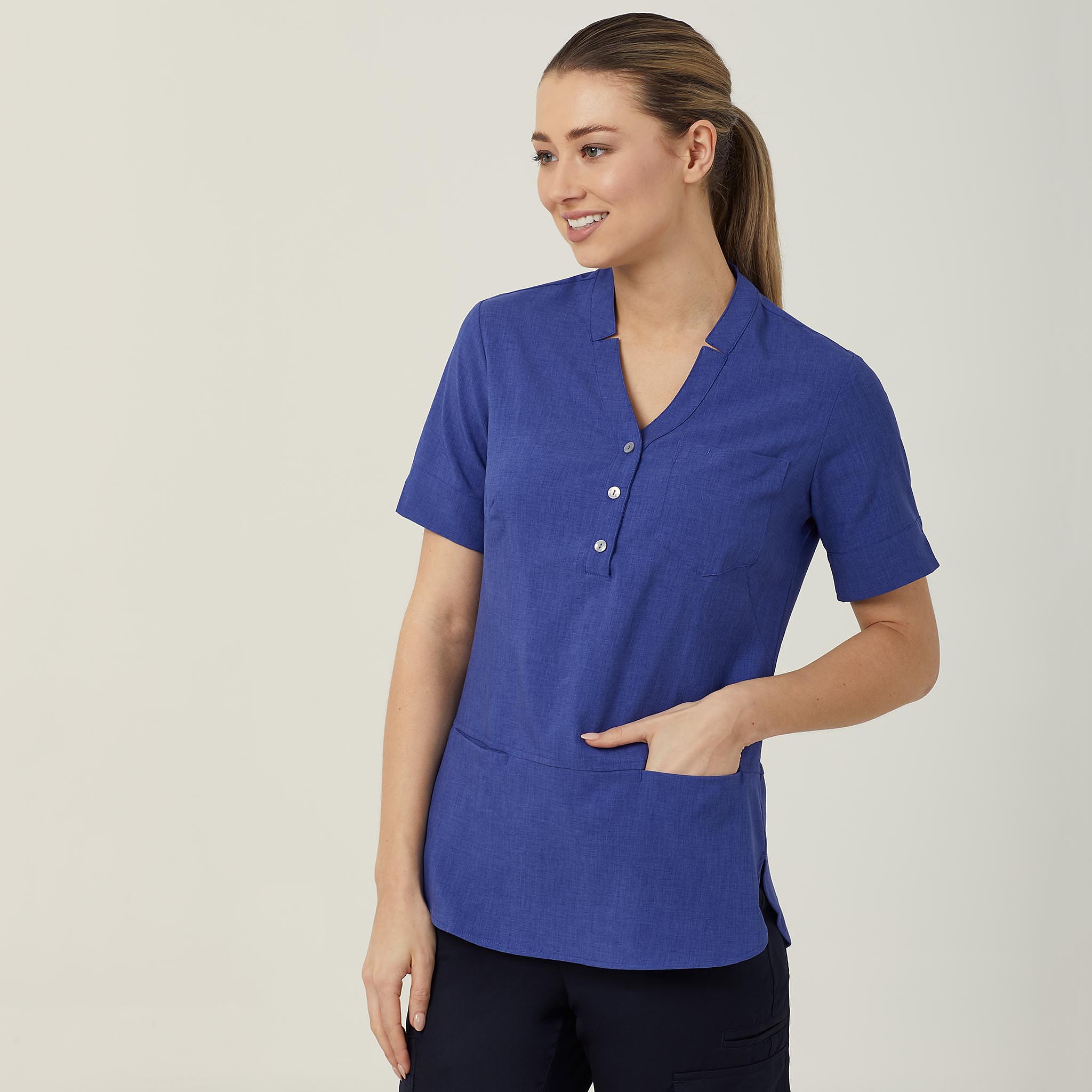 Polylin Short Sleeve Tunic, blue | NNT Uniforms