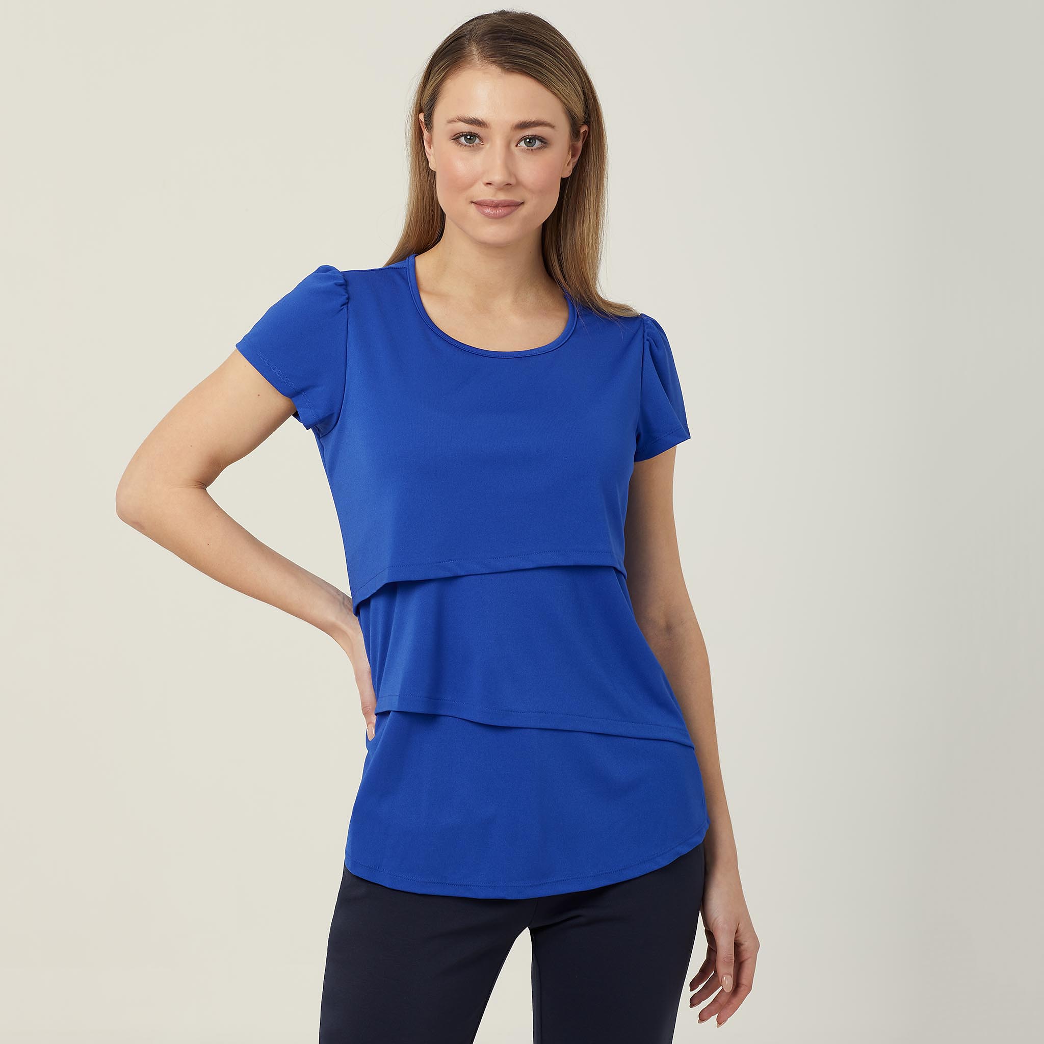 Matt Jersey Short Sleeve Layered Top, blue | NNT Uniforms