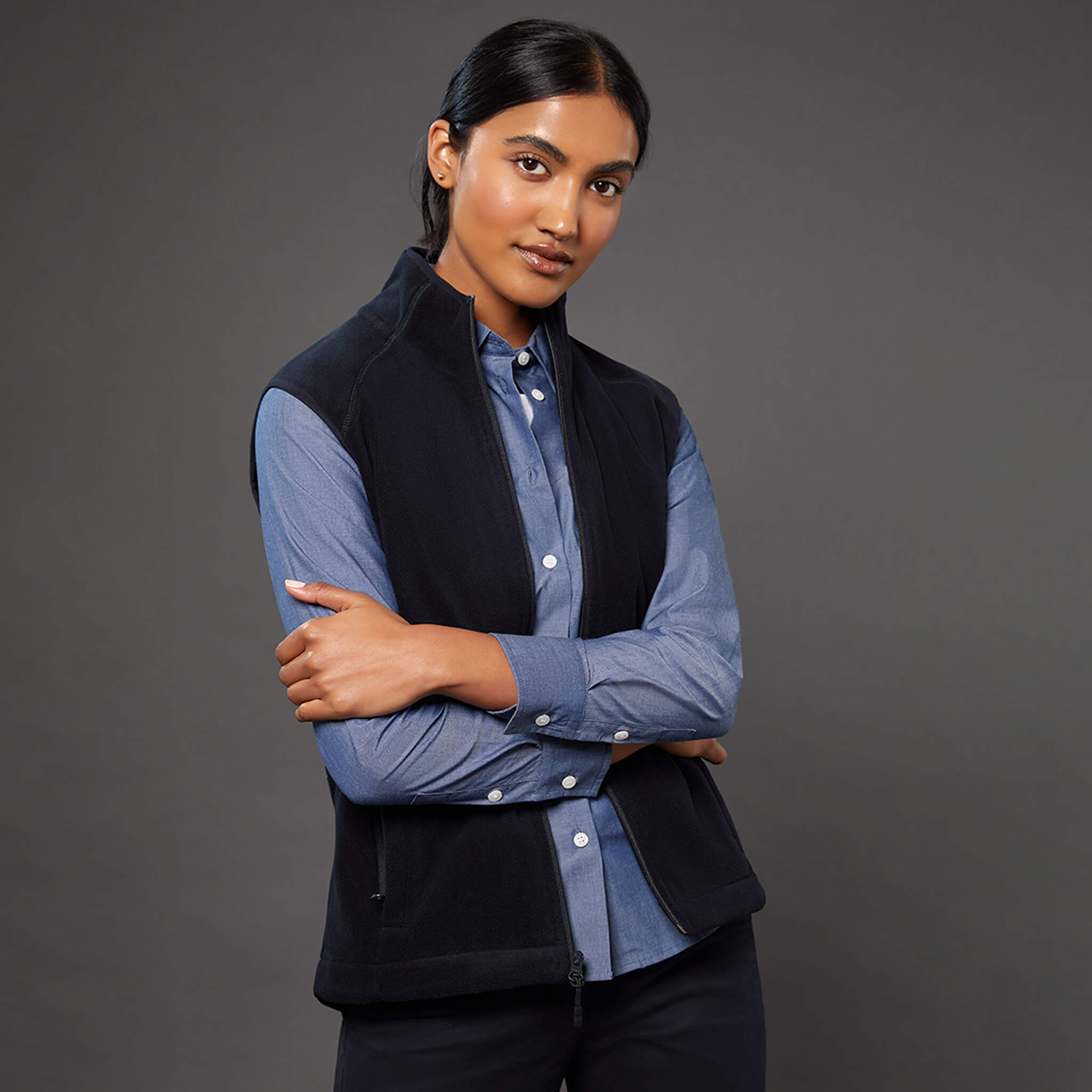 Polar Fleece Zip Vest, navy | NNT Uniforms