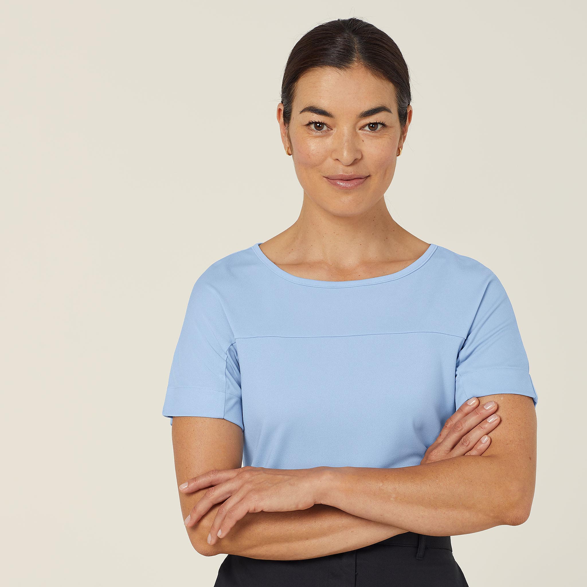 Matt Jersey Boat Neck Top, blue | NNT Uniforms