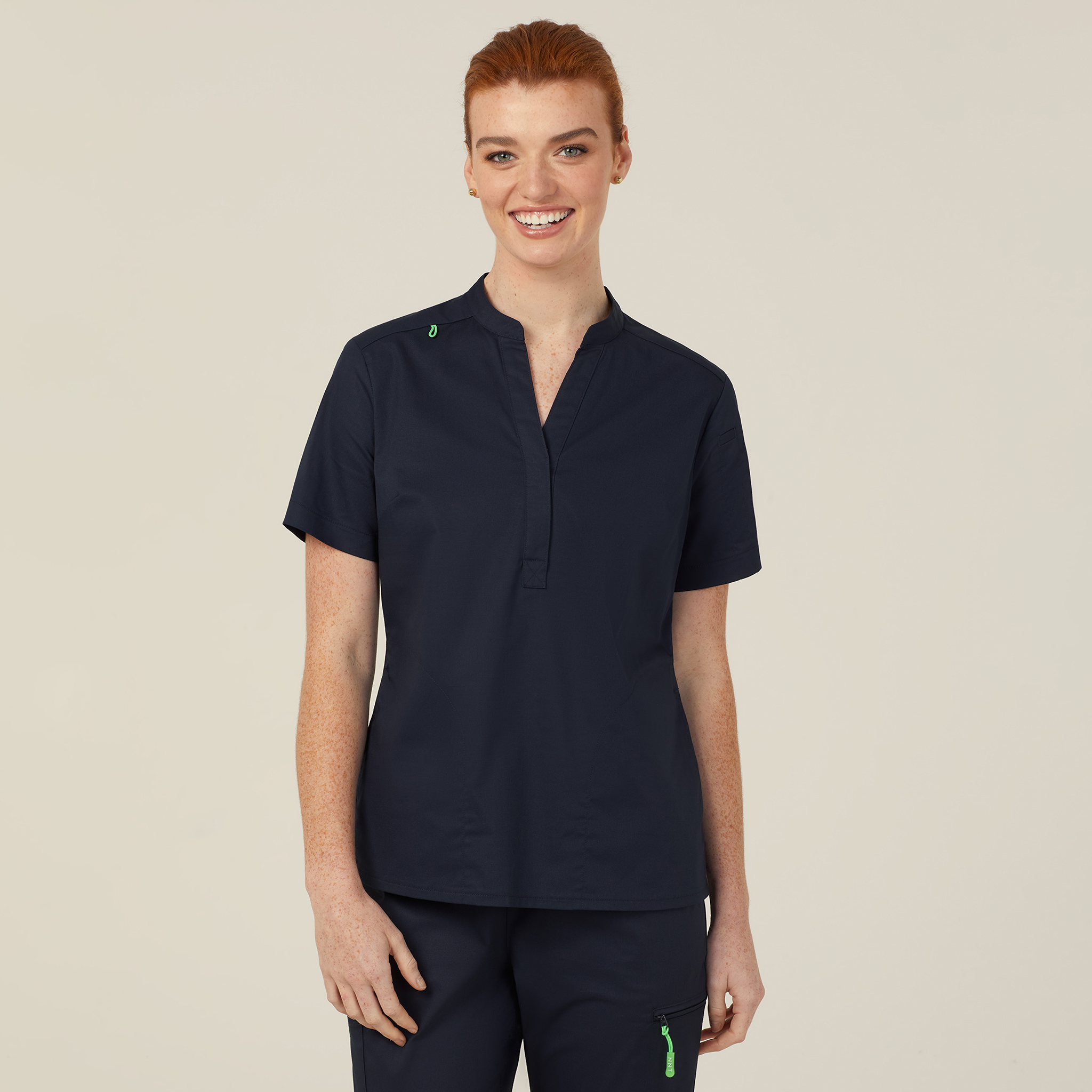 Next-Gen Antibacterial Active Blackburn Mandarin Collar Scrub Top, navy ...